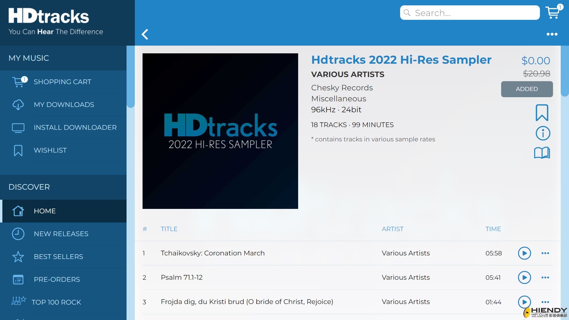Free 2022 Sampler => https://www.hdtracks.com/ ( > ,
